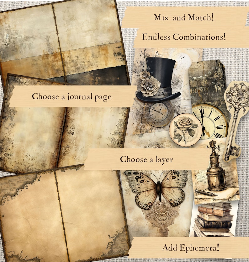 Gaslight Grunge Junk Journal Printable Kit Victorian Digital Download ...