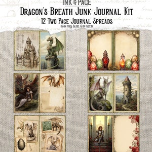 Dragon Junk Journal Printable Kit Fantasy Digital Download Lady Knights ...