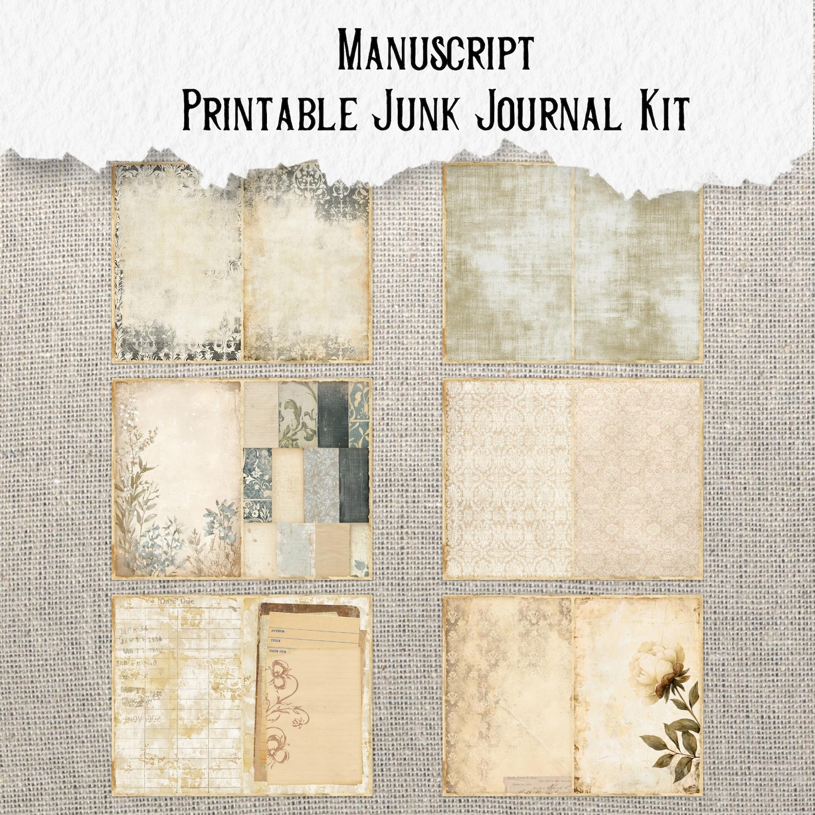 Manuscript Mega Junk Journal Printable Kit Huge Vintage Book Lover ...