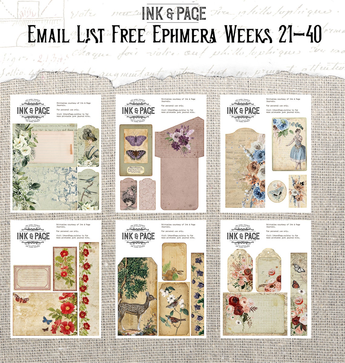 Junk Journal Ephemera Freebies Pack 2 Weeks 21-40 From the - Etsy