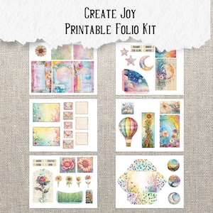 Create Joy Printable Folio Kit Rainbow Mixed Media Digital Download ...