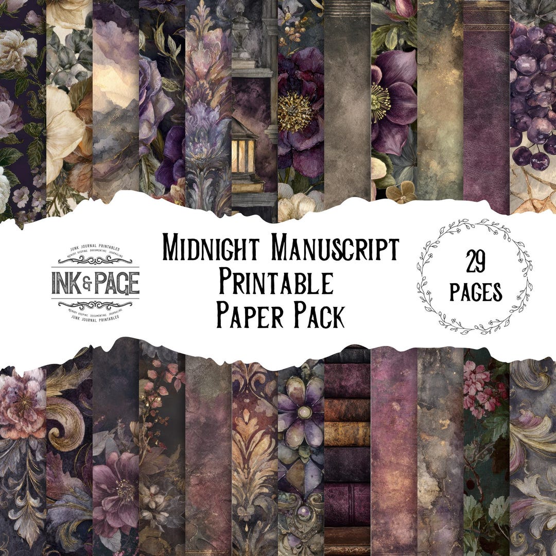 Midnight Manuscript Printable Paper Pack | Winter Academia Journal ...