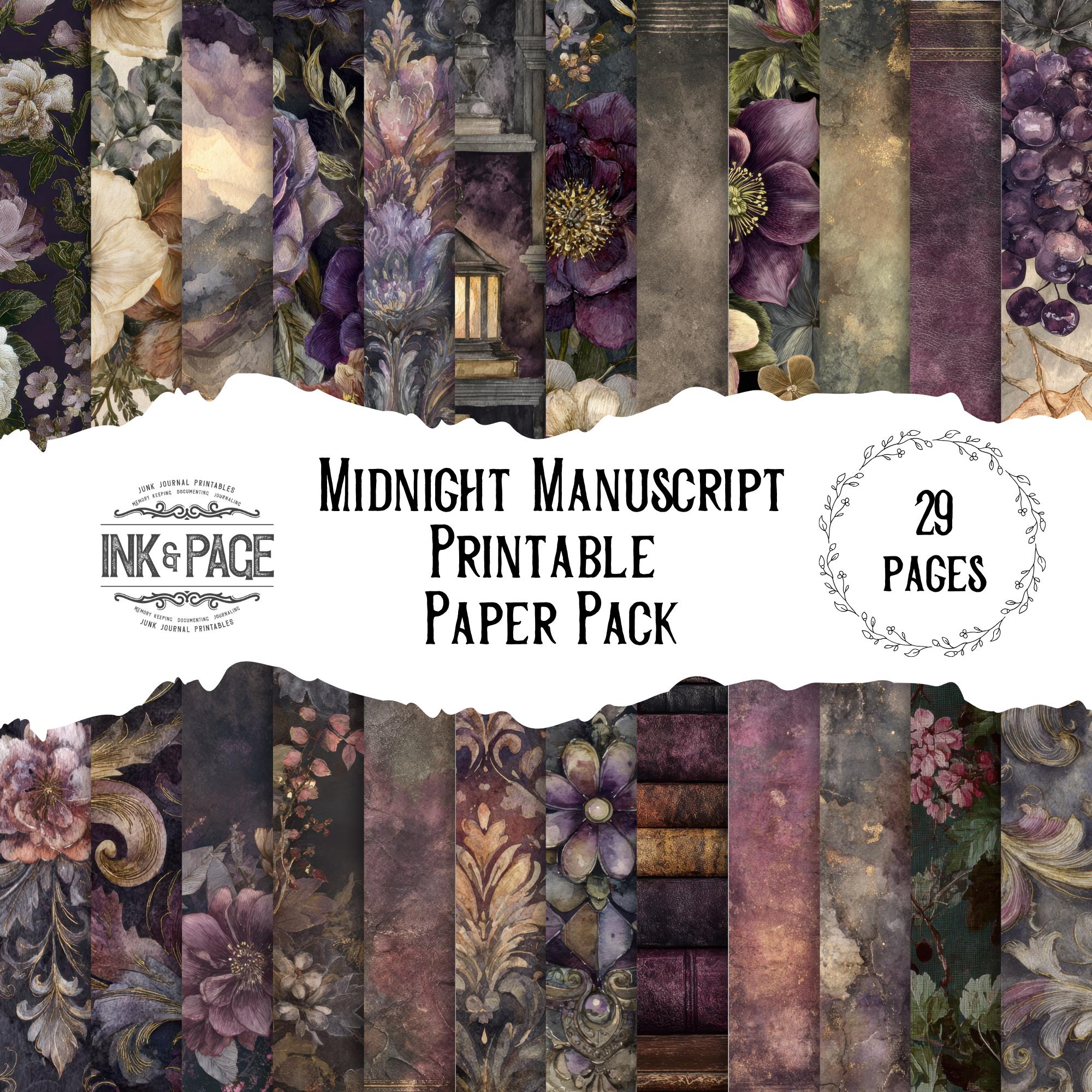 Midnight Manuscript Printable Paper Pack | Winter Academia Journal ...