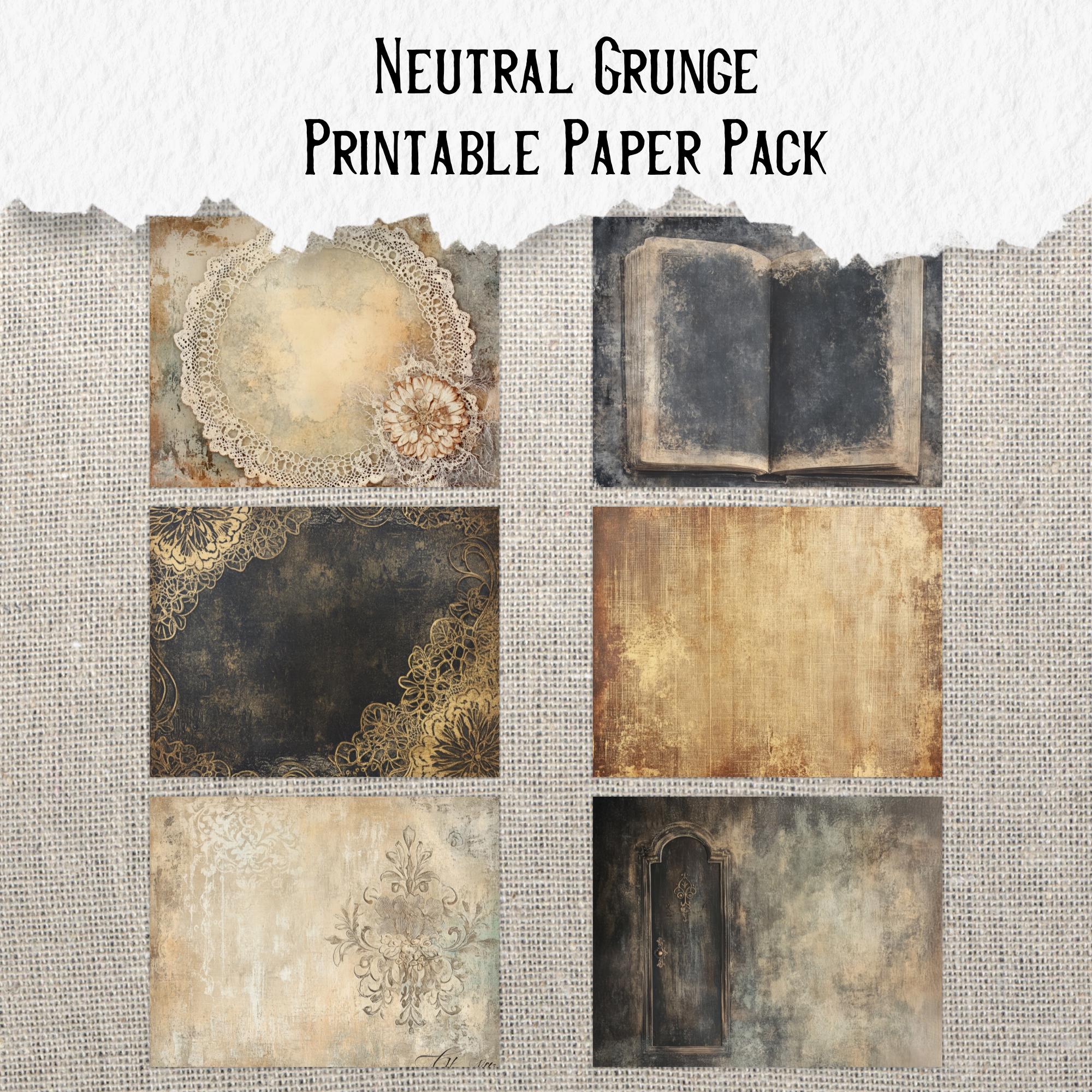 Neutral Grungy Printable Paper Pack Grungy Gothic Digital Download Junk ...