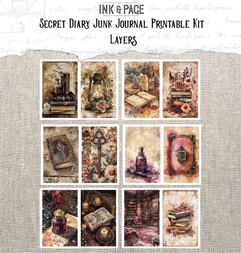 Secret Diary Junk Journal Printable Kit Vintage Grunge Digital Download ...