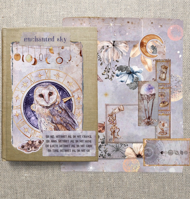Enchanted Sky Printable Junk Journal Kit Moon and Stars - Etsy