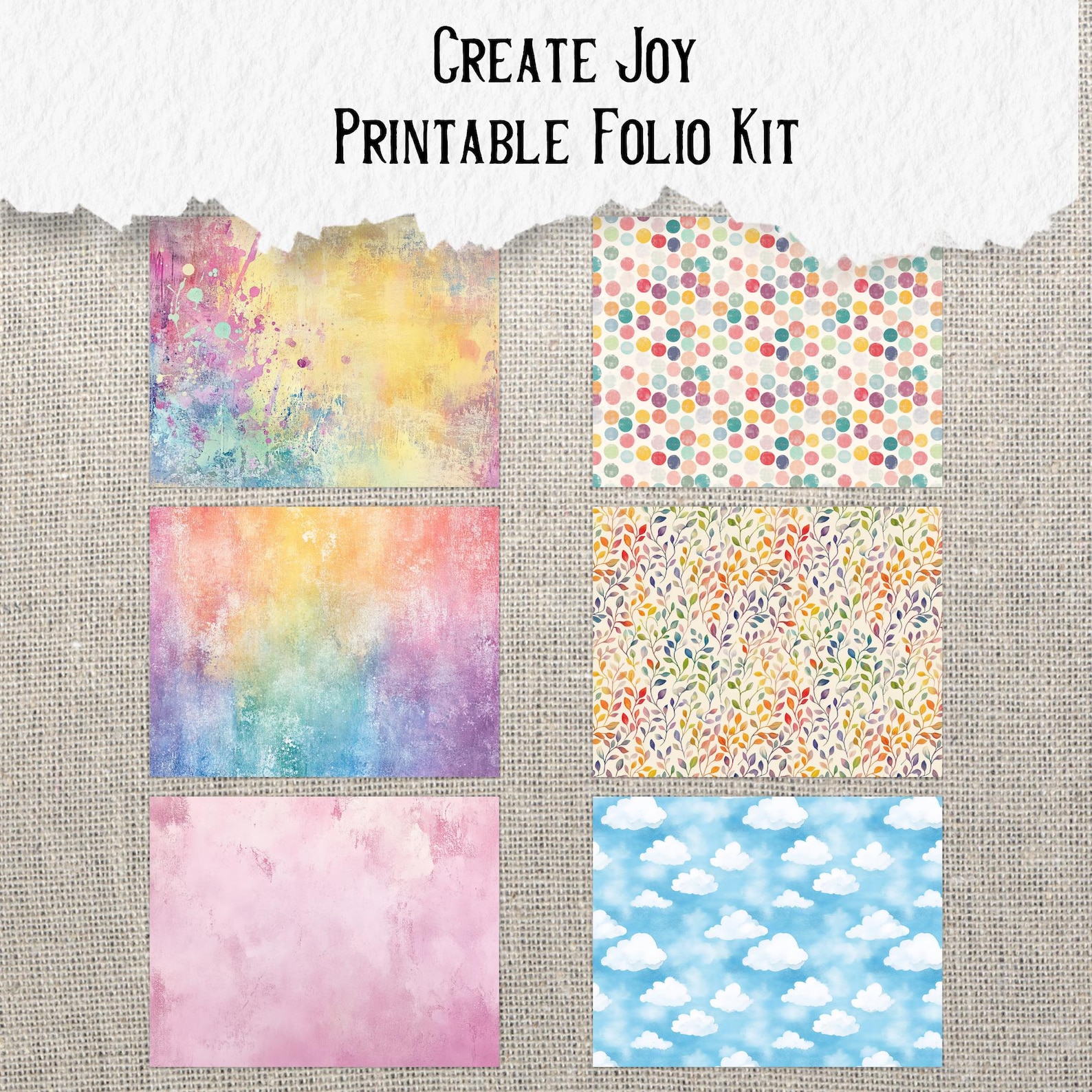 Create Joy Printable Folio Kit Rainbow Mixed Media Digital Download ...