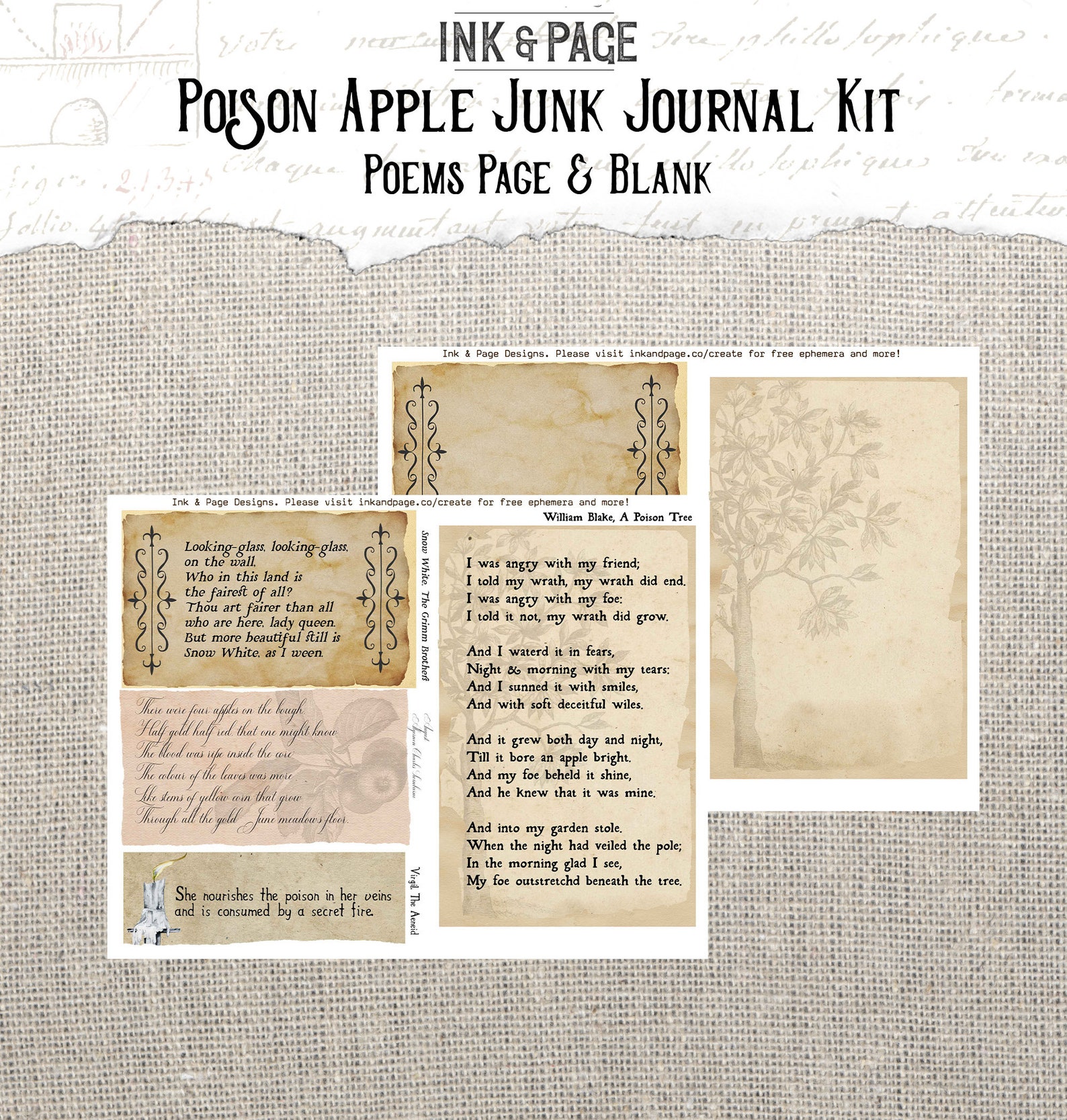 Poison Apple Junk Journal Printable Kit, Dark Academia Ephemera Pack ...