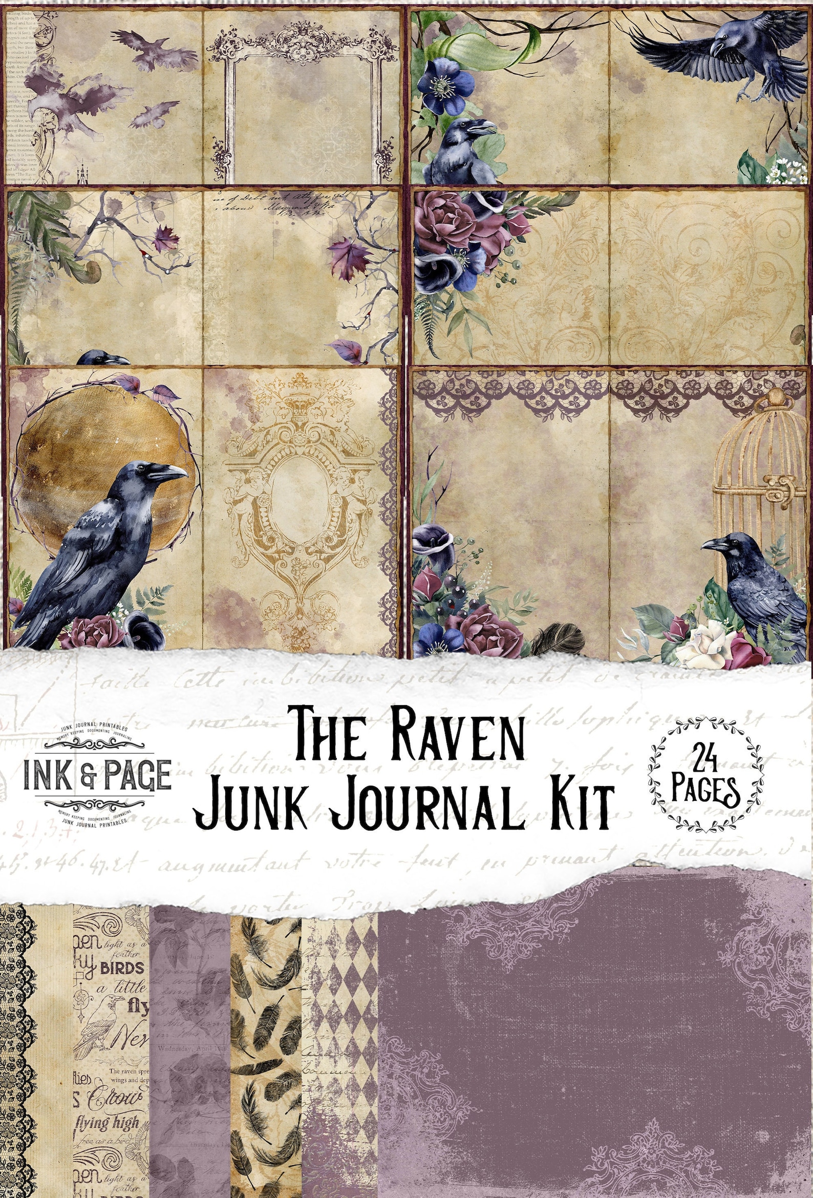 The Raven Junk Journal Printable Kit, Halloween, Dark Academia Digital ...