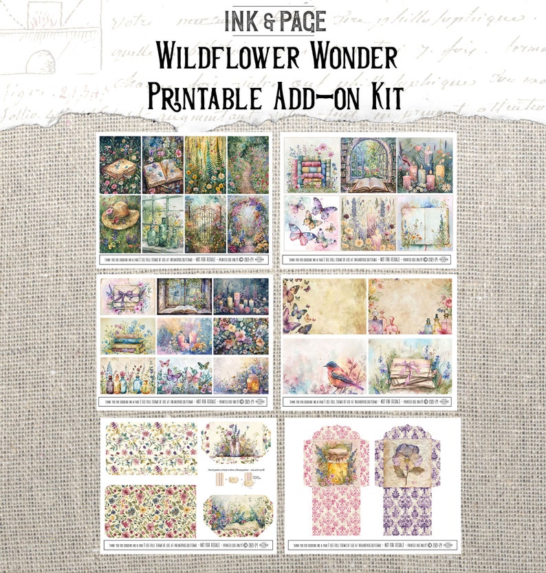 Wildflower Wonder Printable Ephemera Junk Journal Botanical Paper Pack ...