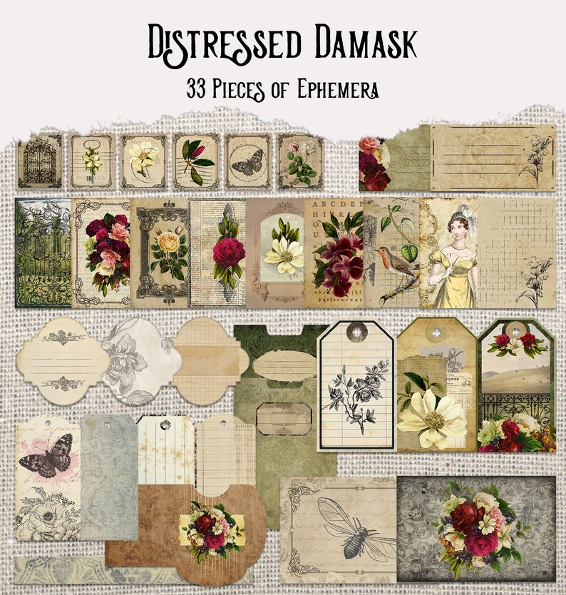 Floral Junk Journal Printable Kit Vintage Ephemera Digital - Etsy