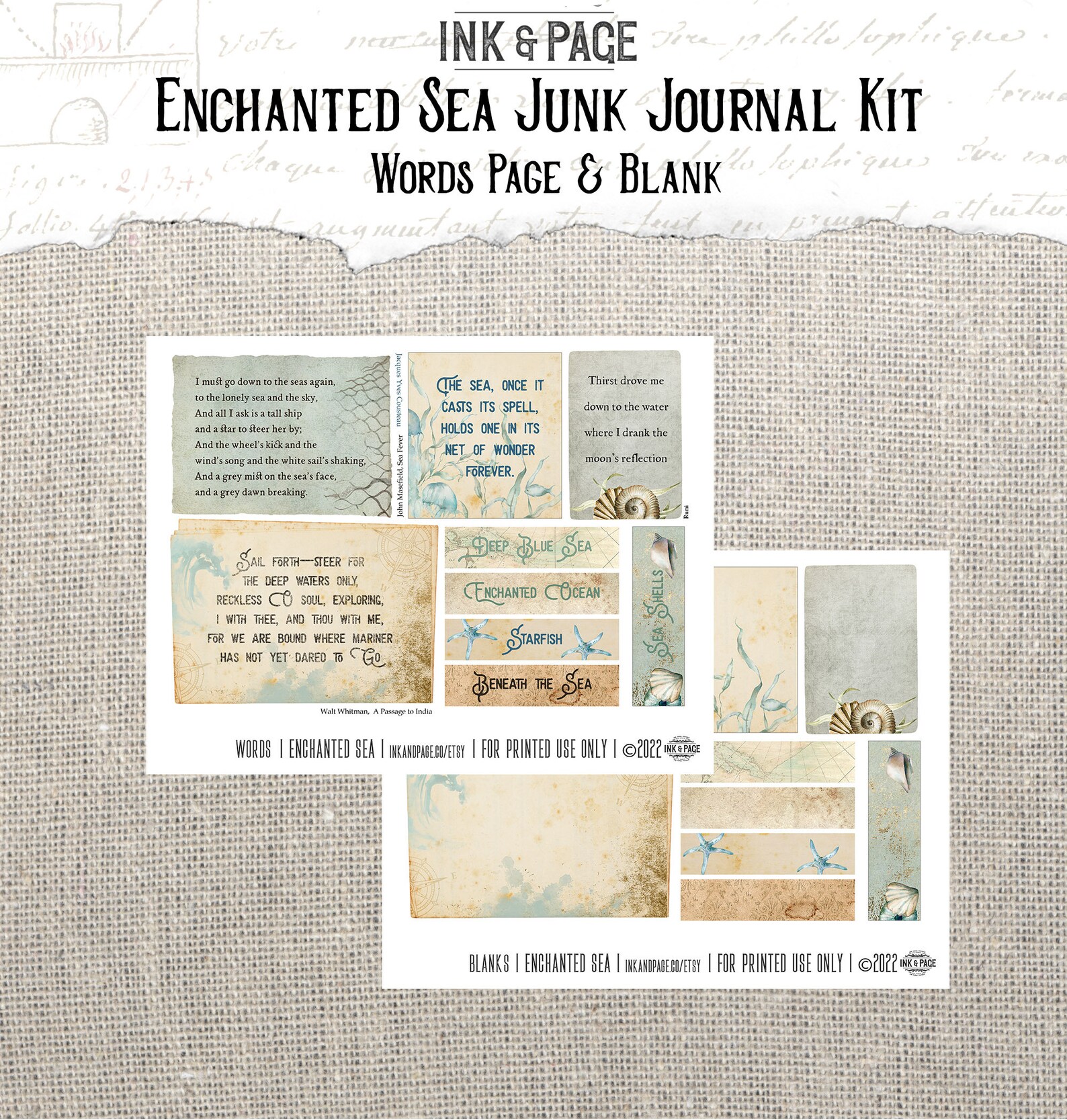 Enchanted Sea Junk Journal Printable Kit Vintage Ocean - Etsy