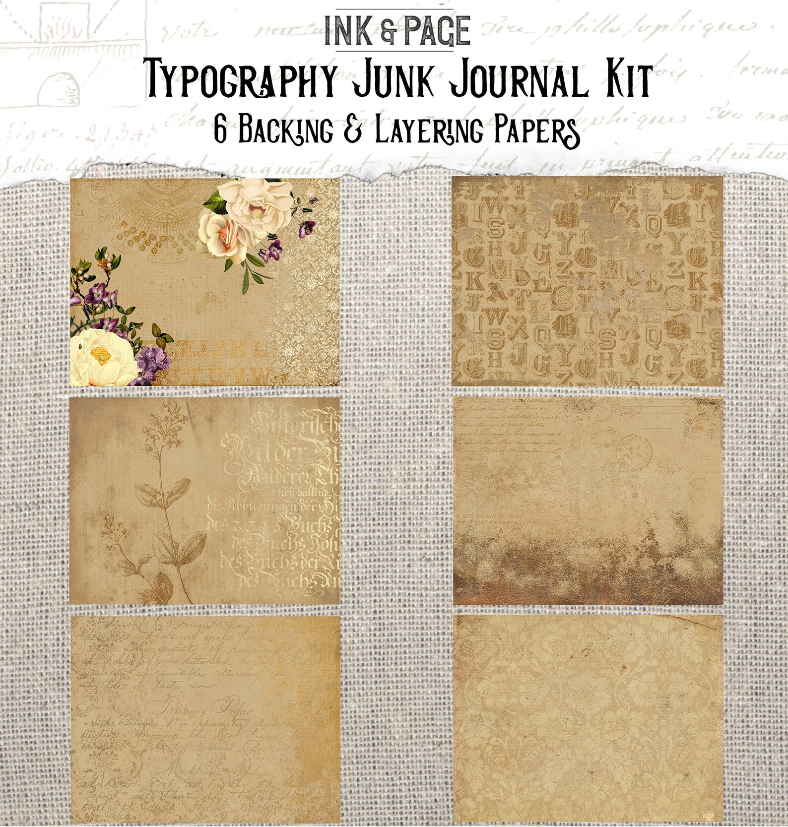 Typography Junk Journal Printable Kit Vintage Alphabets - Etsy