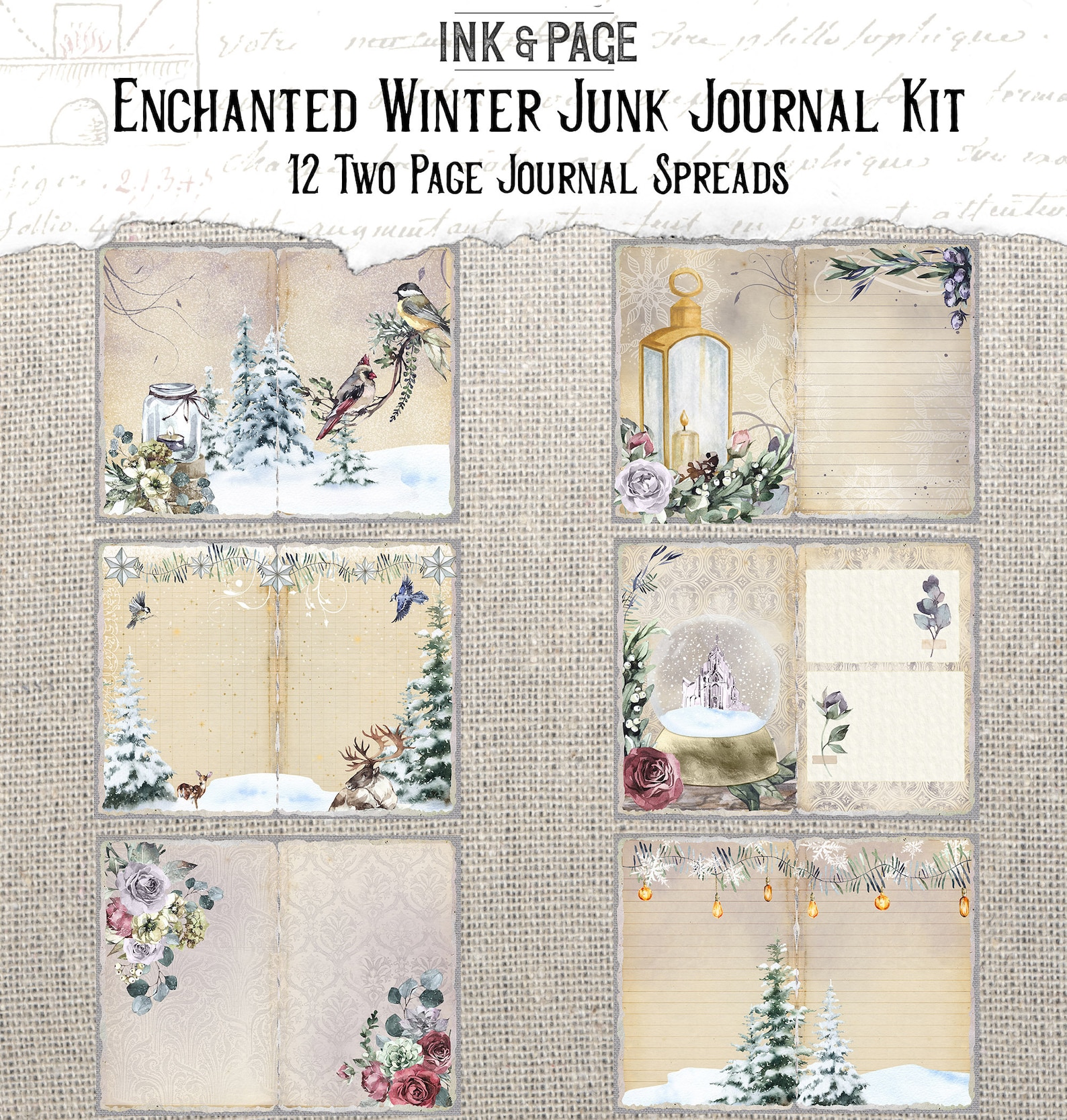 Enchanted Winter Junk Journal Printable Kit, Digital Download, Woodland ...