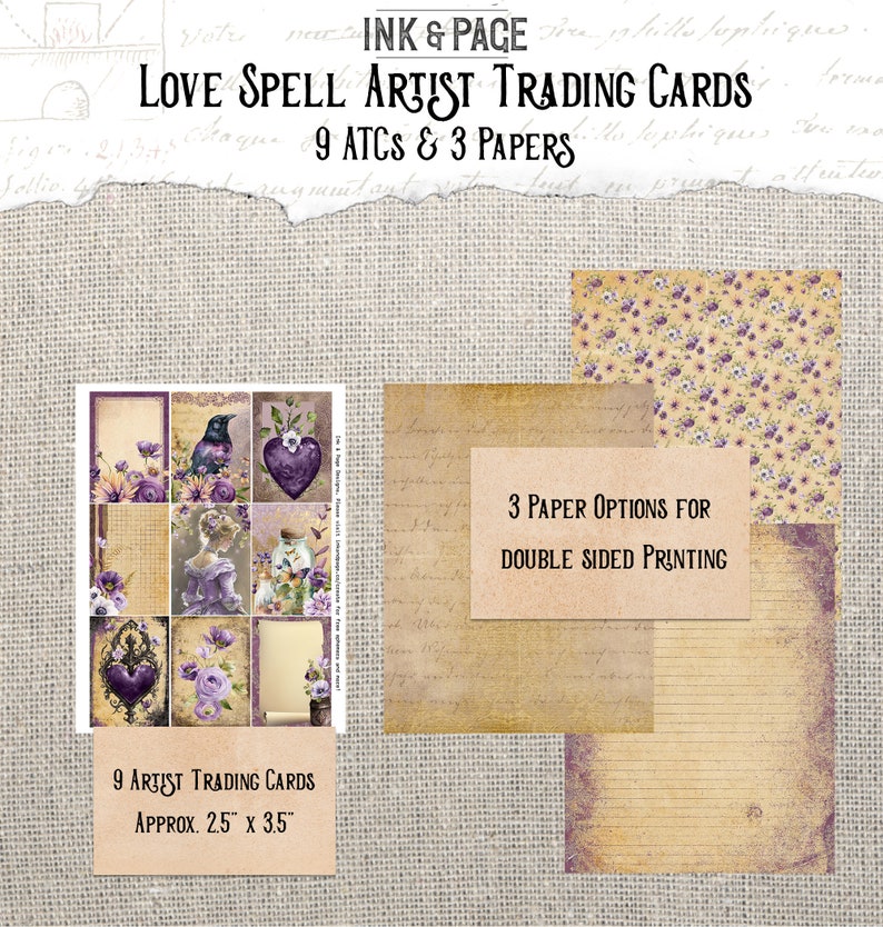 Love Spell Printable Atcs, Artist Trading Cards, Junk Journal Vintage ...
