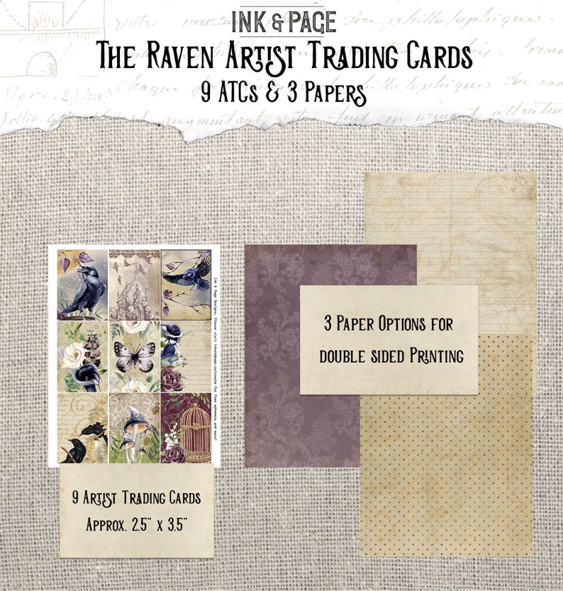 The Raven Printable Atcs Gothic Artist Trading Cards Dark - Etsy