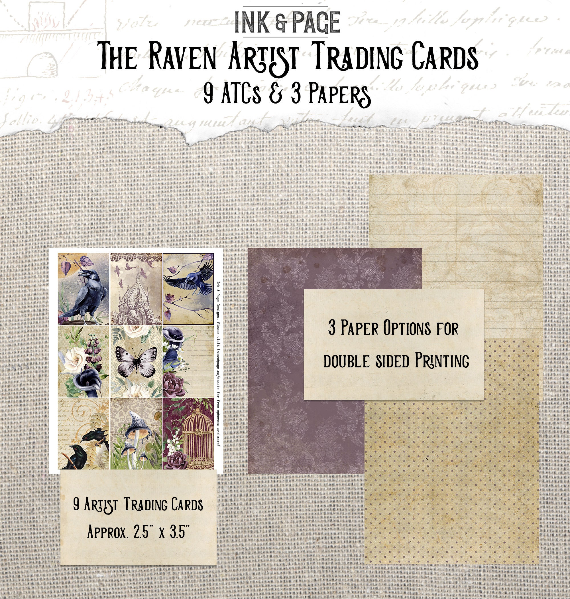 The Raven Printable Atcs Gothic Artist Trading Cards Dark - Etsy