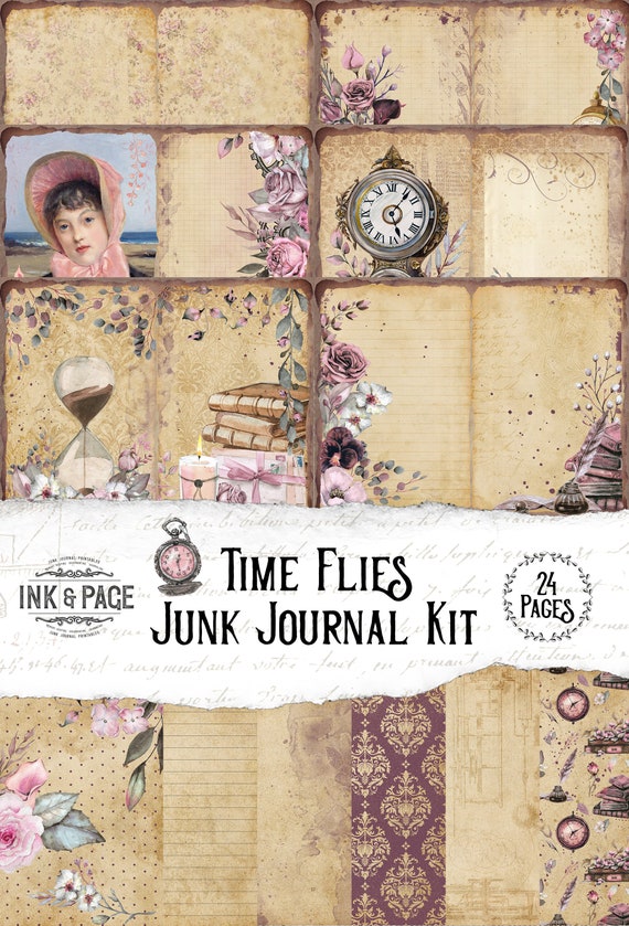 Printable Pink Junk Journal Kit Steampunk Ephemera Pack New | Etsy