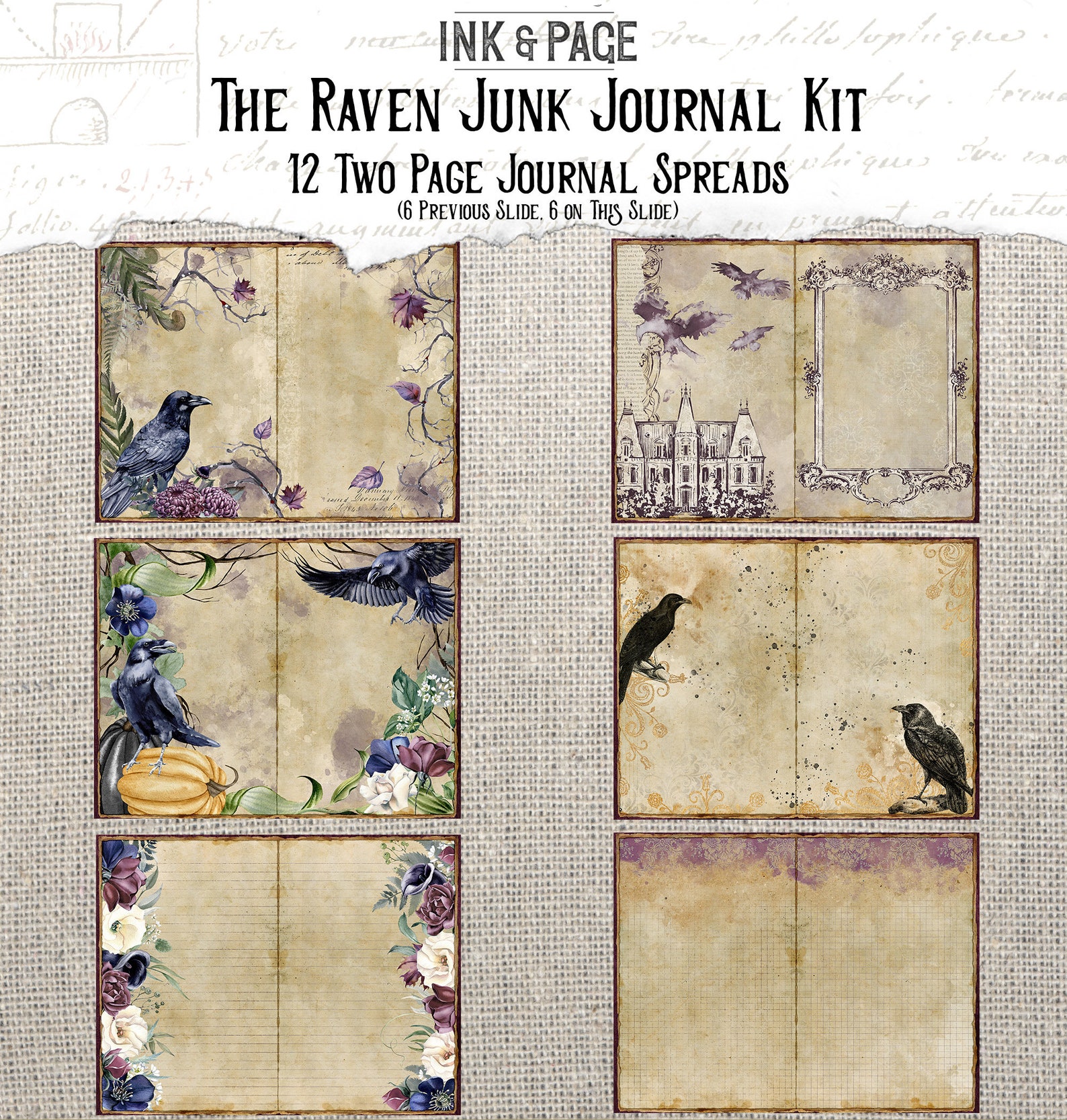 The Raven Junk Journal Printable Kit, Halloween, Dark Academia Digital ...