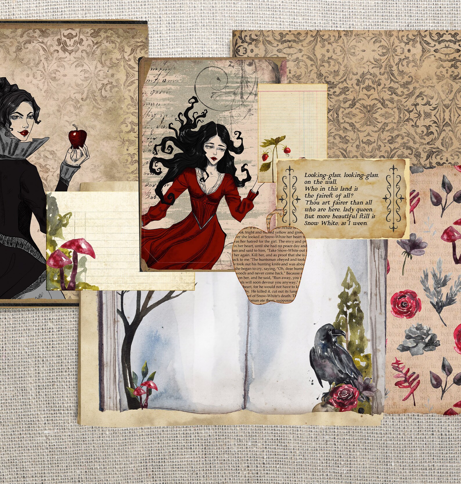 Poison Apple Junk Journal Printable Kit, Dark Academia Ephemera Pack ...