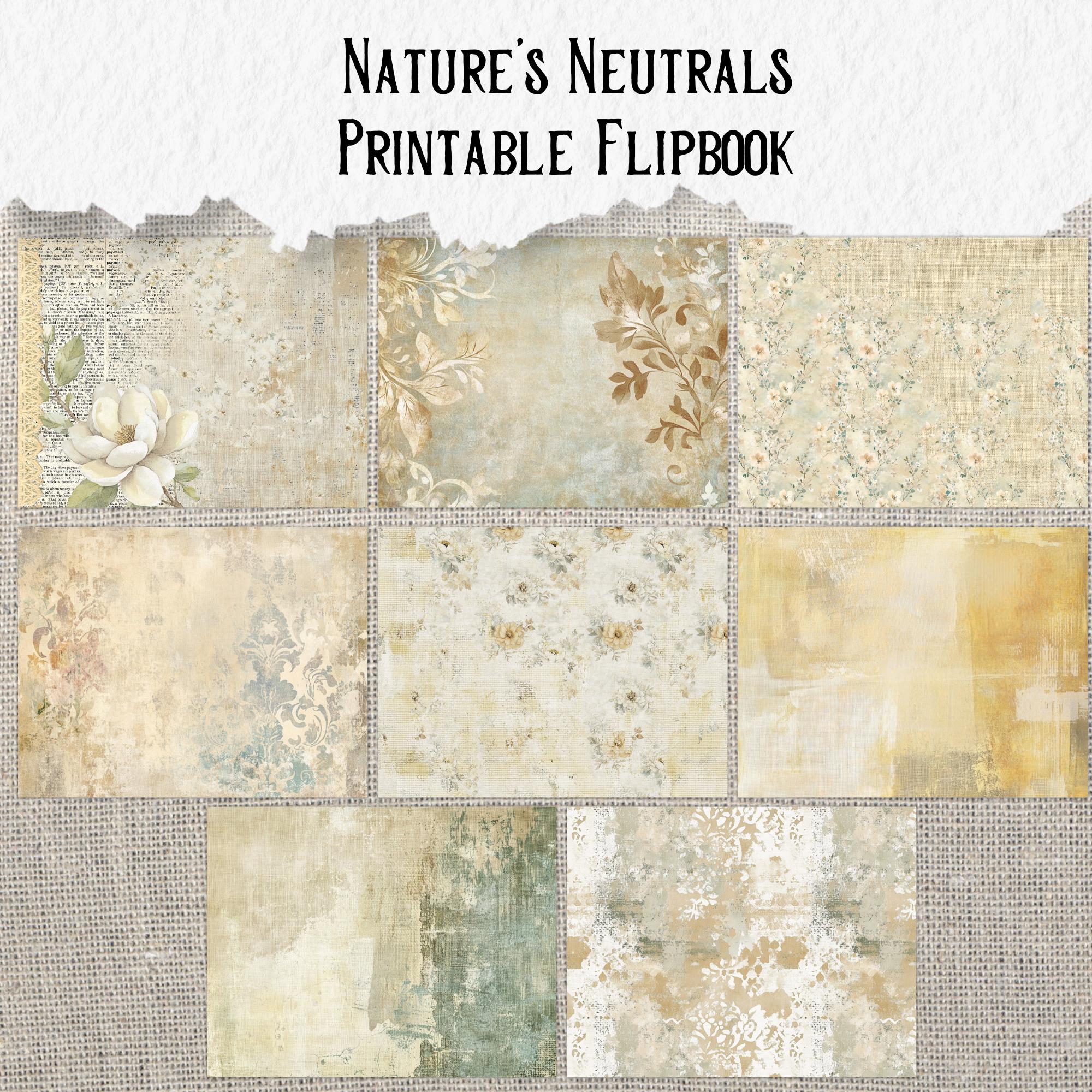 Nature's Neutrals Flipbook Printable Kit Folio Junk Journal Nature ...