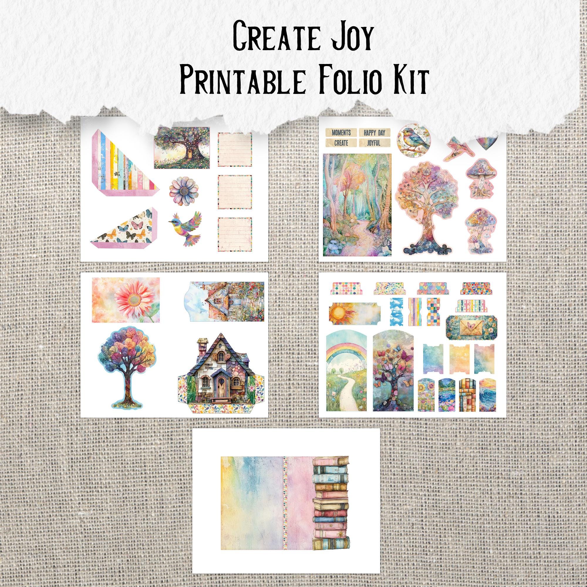 Create Joy Printable Folio Kit Rainbow Mixed Media Digital Download ...