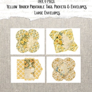 Yellow Yonder Printable Pockets Junk Journal Envelopes Digital File ...