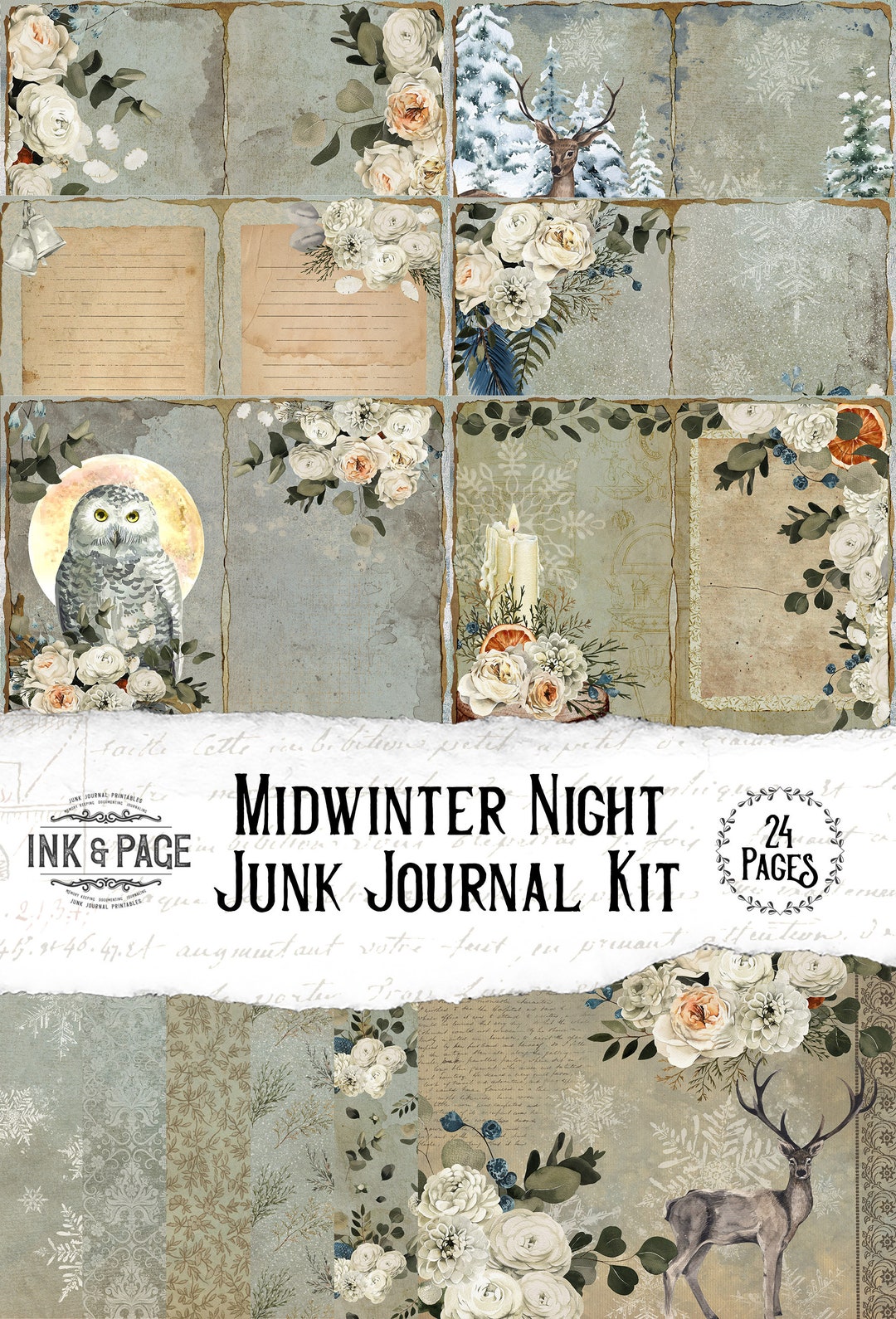 Printable Winter Junk Journal Kit, Forest ,vintage Digital Paper ...