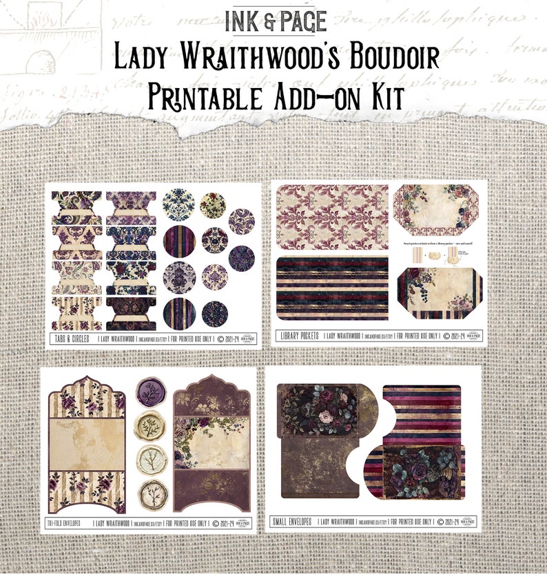 Lady Wraithwood's Boudoir Add-on Printable Kit Gothic Junk Journal ...
