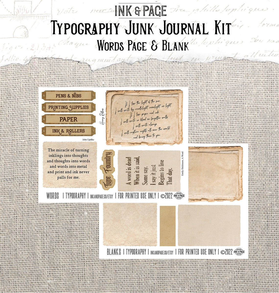 Typography Junk Journal Printable Kit Vintage Alphabets - Etsy
