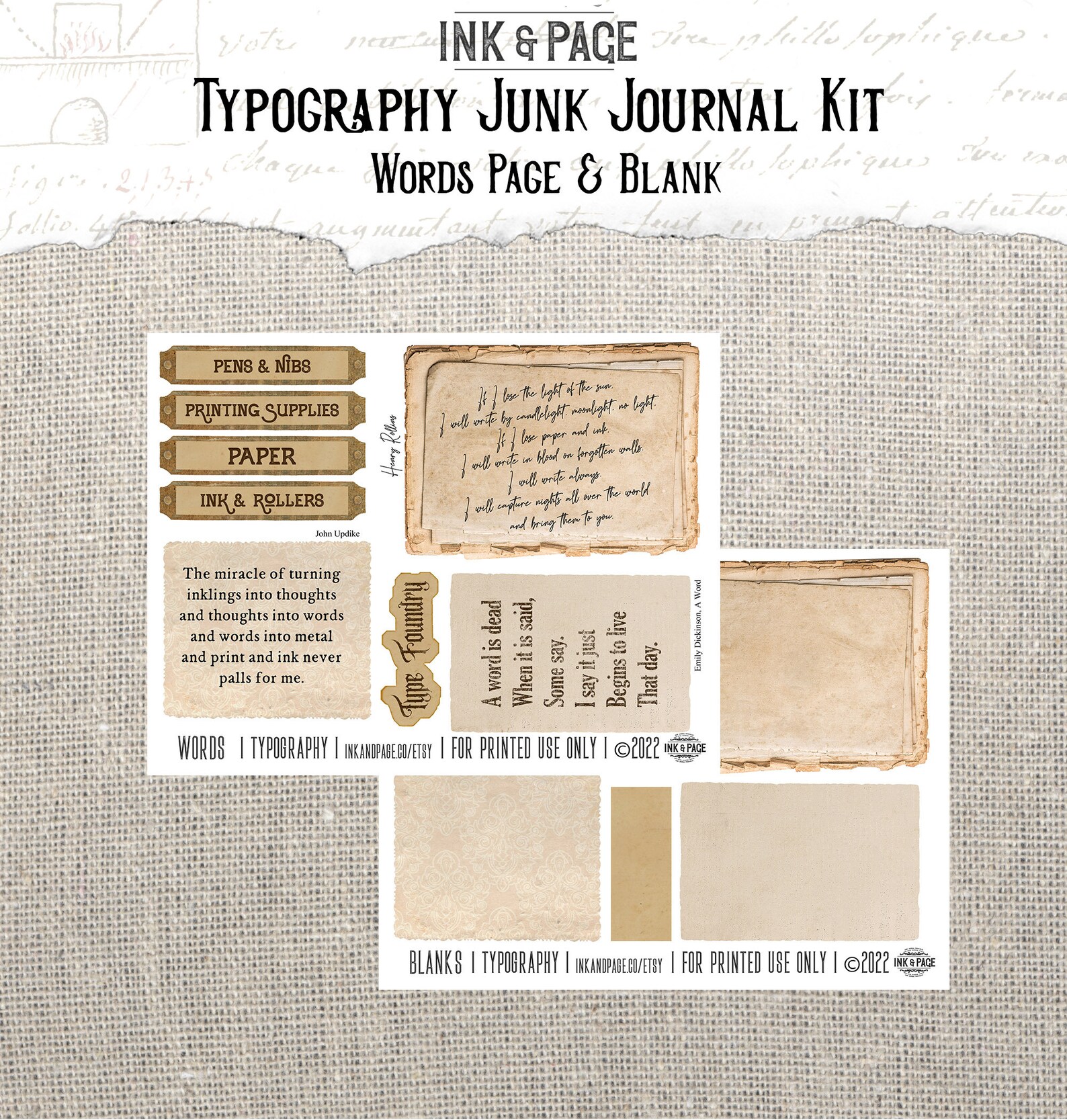 Typography Junk Journal Printable Kit Vintage Alphabets - Etsy