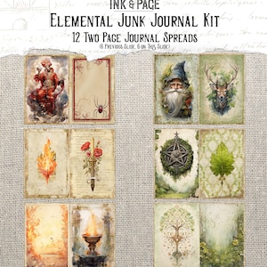 Elemental Junk Journal Printable Kit Vintage Printable Ephemera Elements Digital Download Book ...