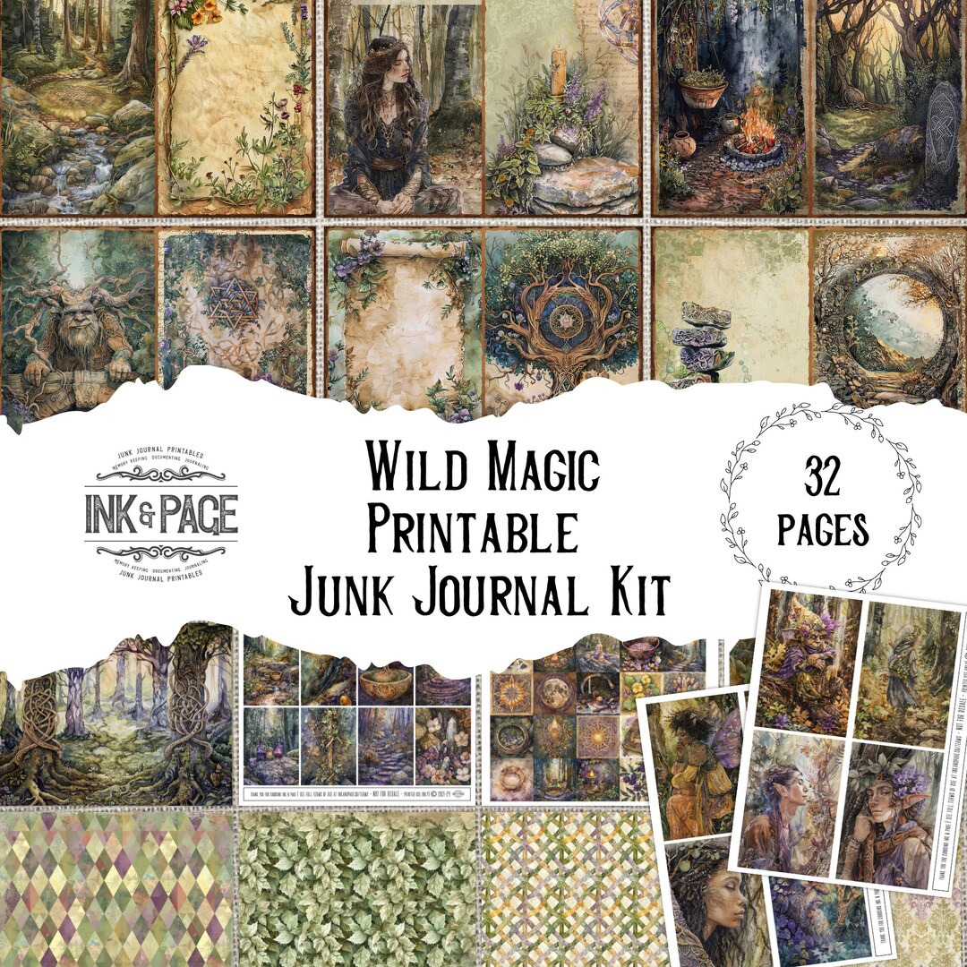Wild Magic Junk Journal Printable Kit Celtic Digital Download Herbal ...
