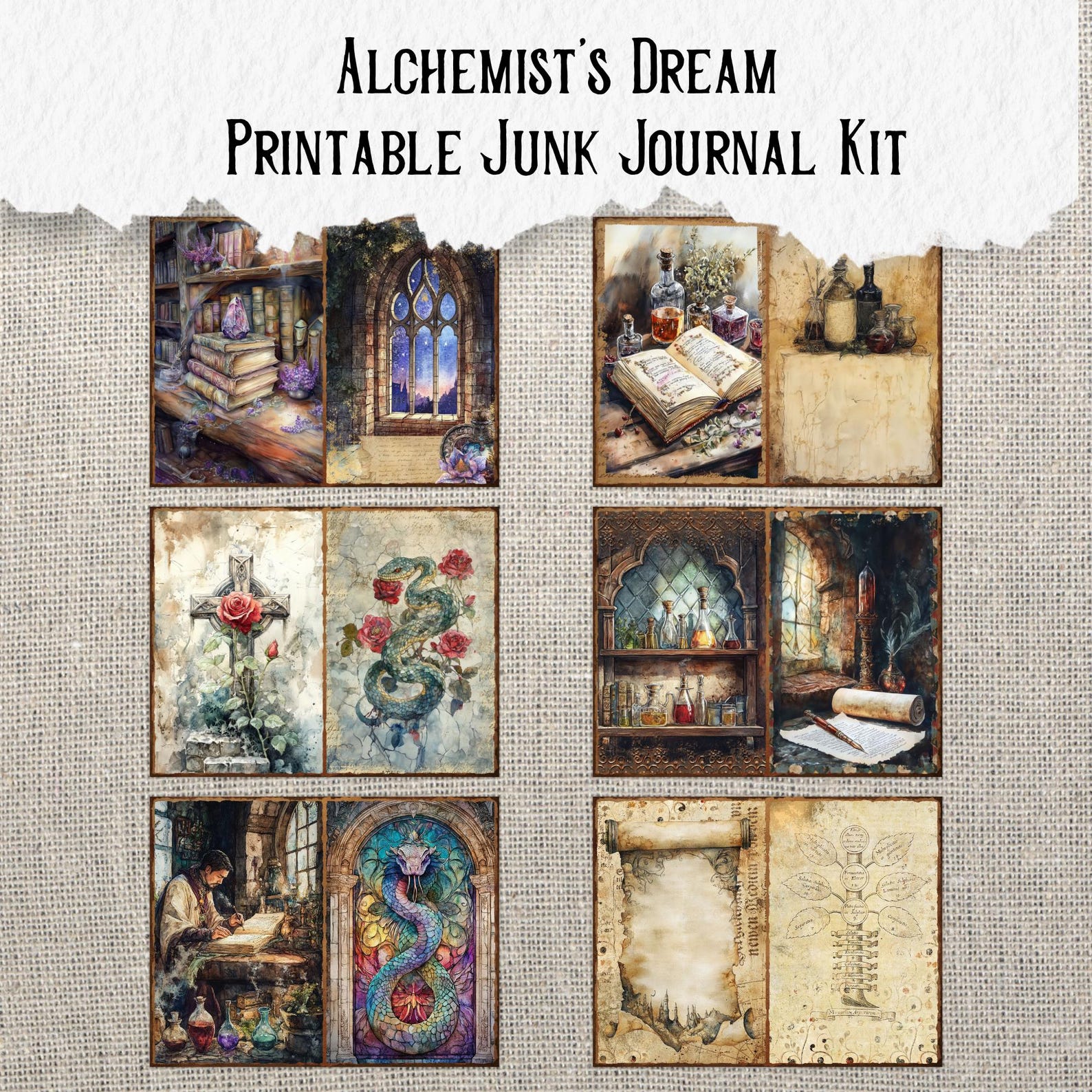 Alchemist's Dream Junk Journal Printable Kit Mysterious Digital ...