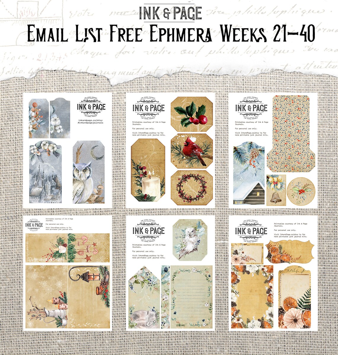 Junk Journal Ephemera Freebies Pack 2 Weeks 21-40 From the - Etsy