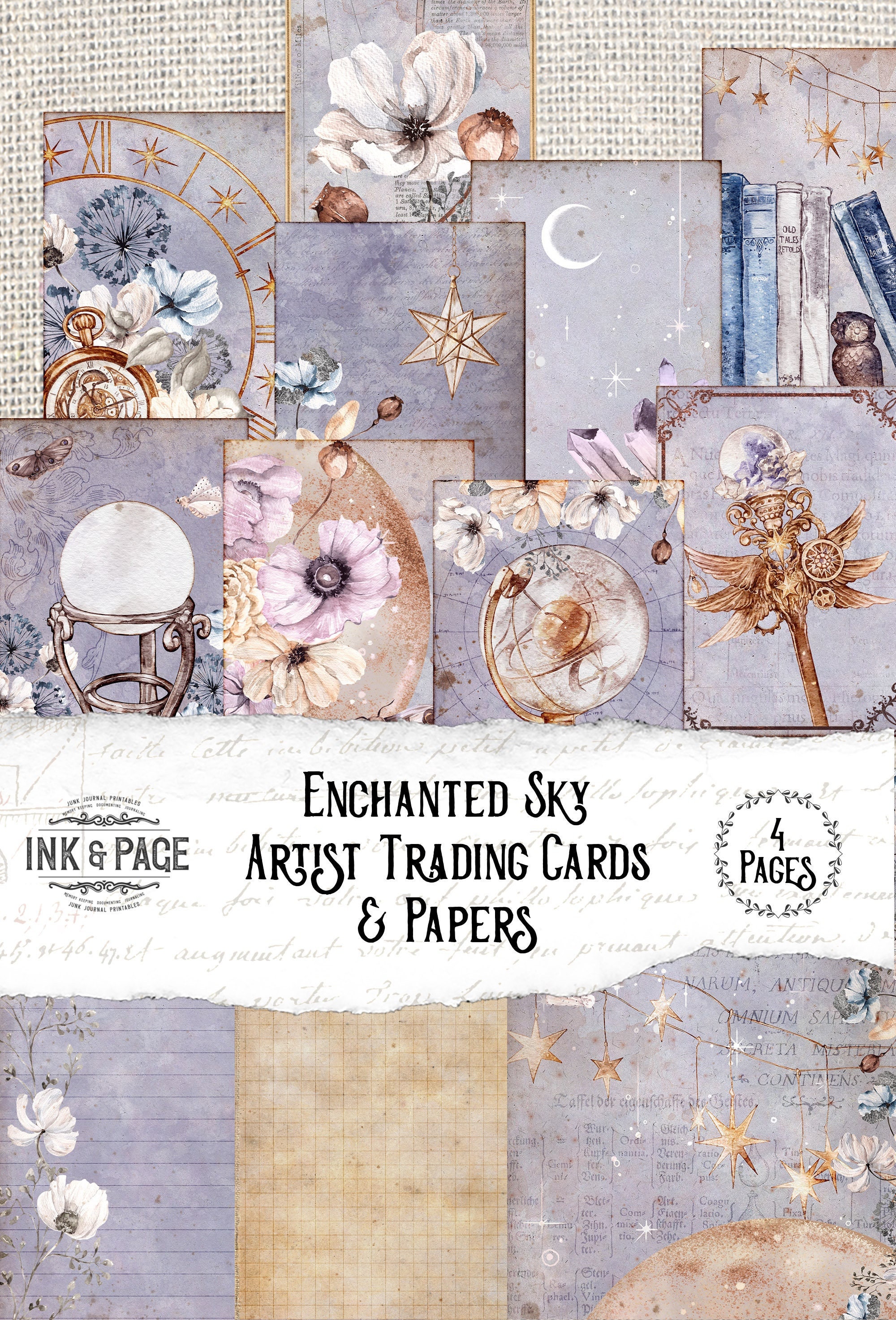 Enchanted Sky Printable Artist Trading Cards, Atcs, Junk Journal ...
