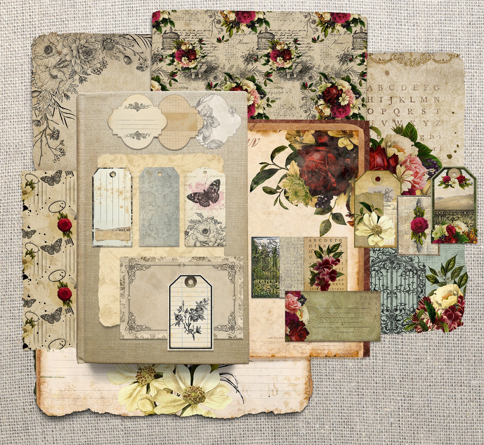 Floral Junk Journal Printable Kit Vintage Ephemera Digital - Etsy