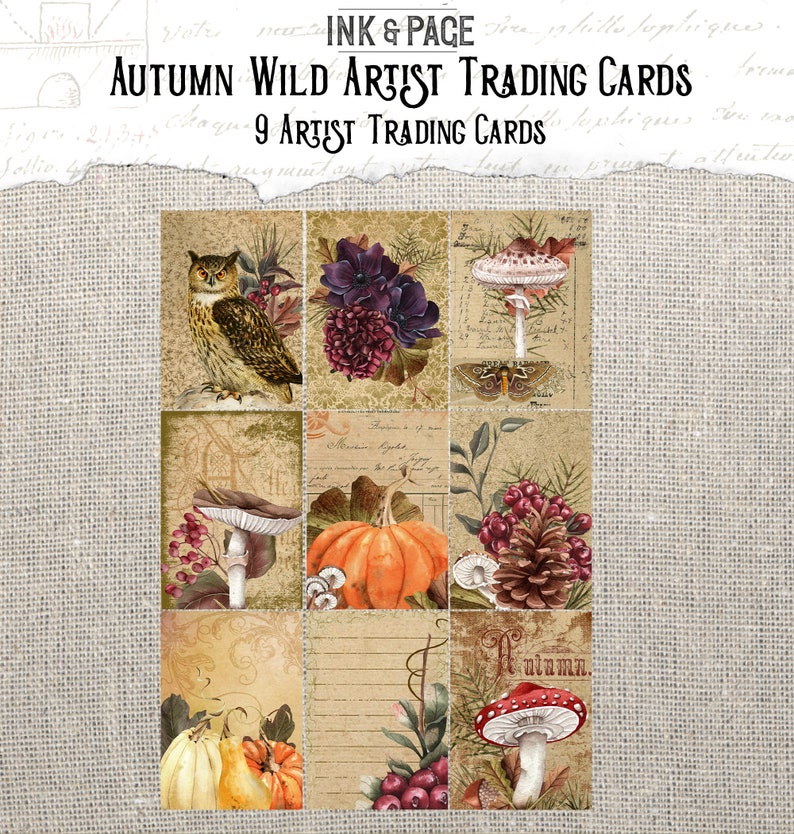 Autumn Wild Printable Atcs Fall Artist Trading Cards Vintage - Etsy