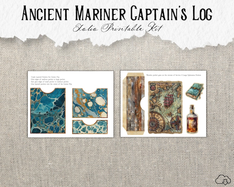 Captain's Log Printable Folio Ancient Mariner Ephemera Junk Journal ...