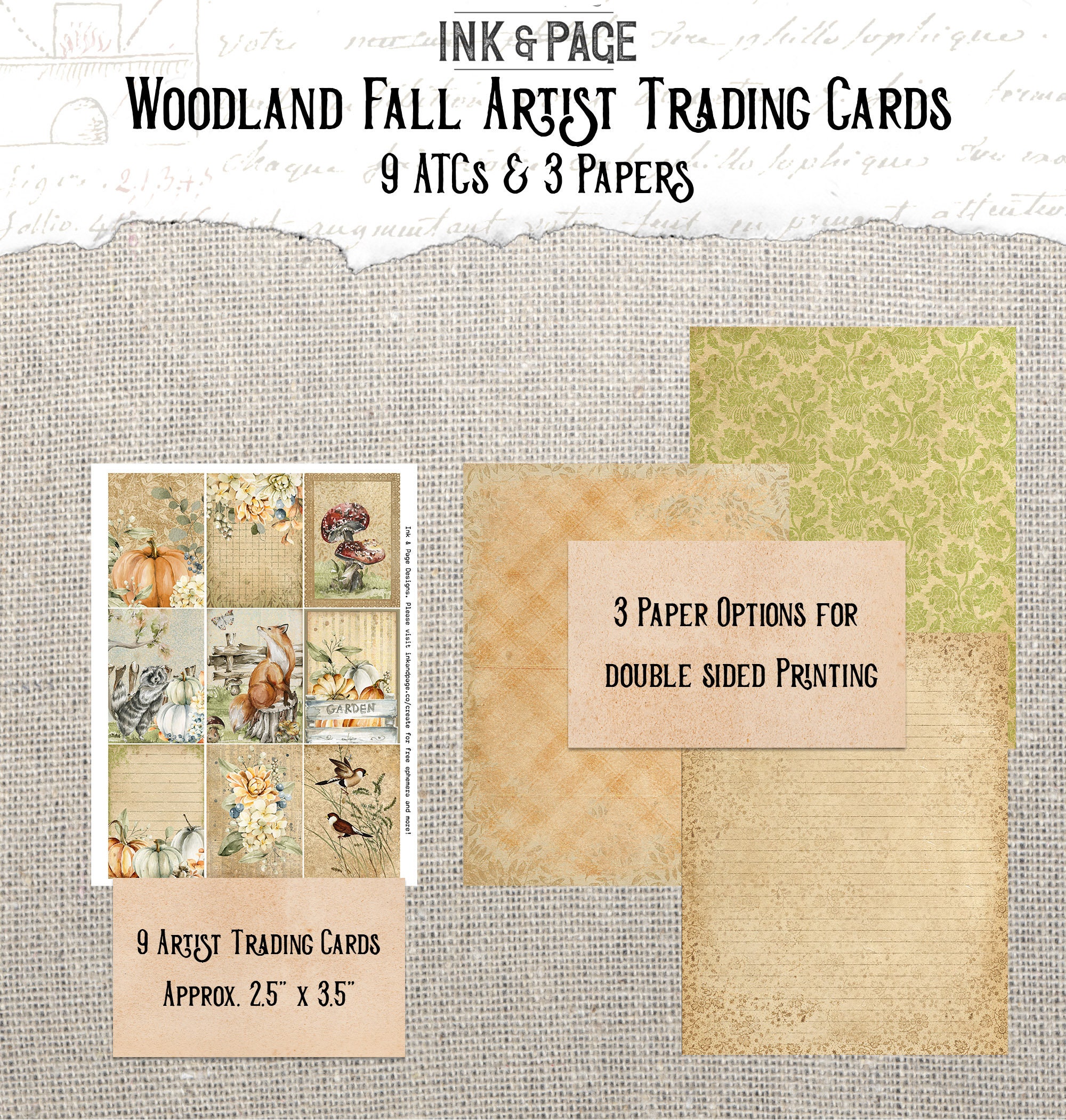Woodland Fall Printable Atcs Artist Trading Cards Junk - Etsy