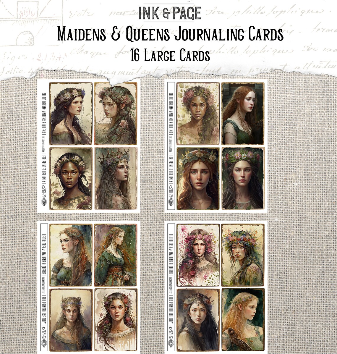 Maidens and Queens Printable Journal Cards, Celtic Dream Ireland ...