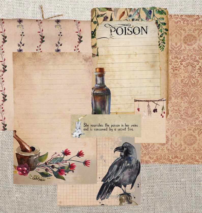 Poison Apple Junk Journal Printable Kit, Dark Academia Ephemera Pack ...