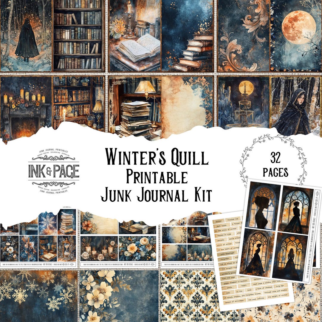 Winter's Quill Junk Journal Printable Kit Novelist Digital Download ...