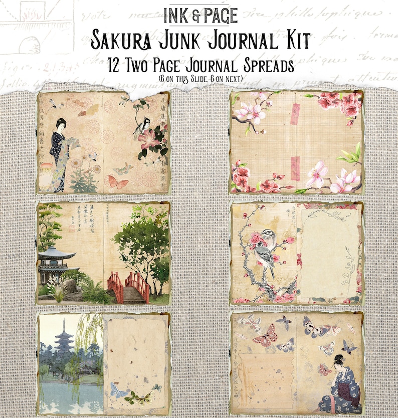 Sakura Printable Junk Journal Kit, Japanese Spring Ephemera Pack ...