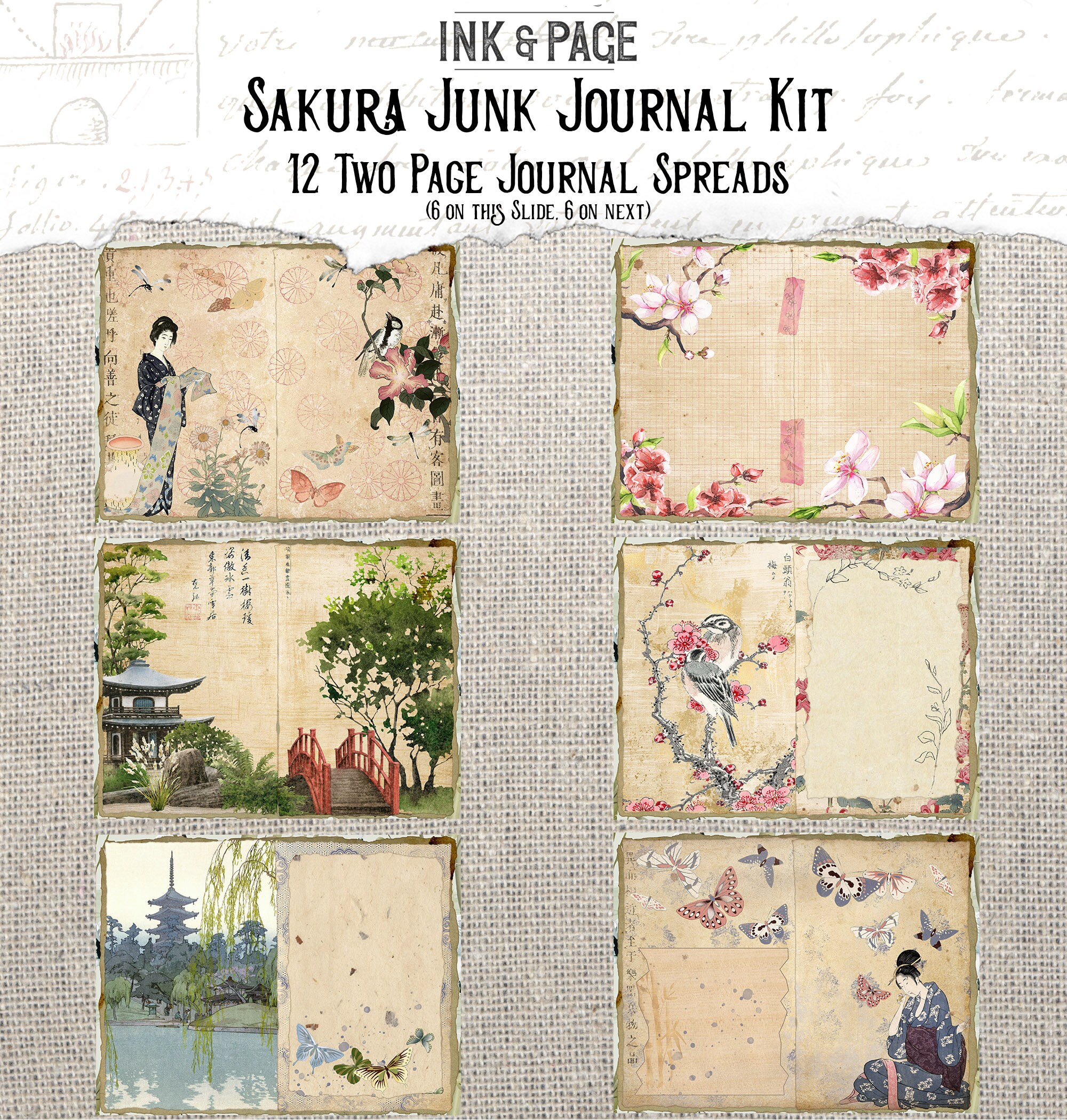 Sakura Printable Junk Journal Kit, Japanese Spring Ephemera Pack ...