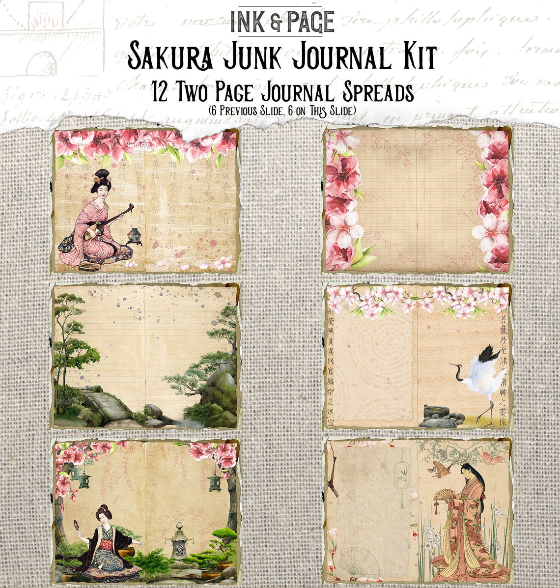 Sakura Printable Junk Journal Kit, Japanese Spring Ephemera Pack ...