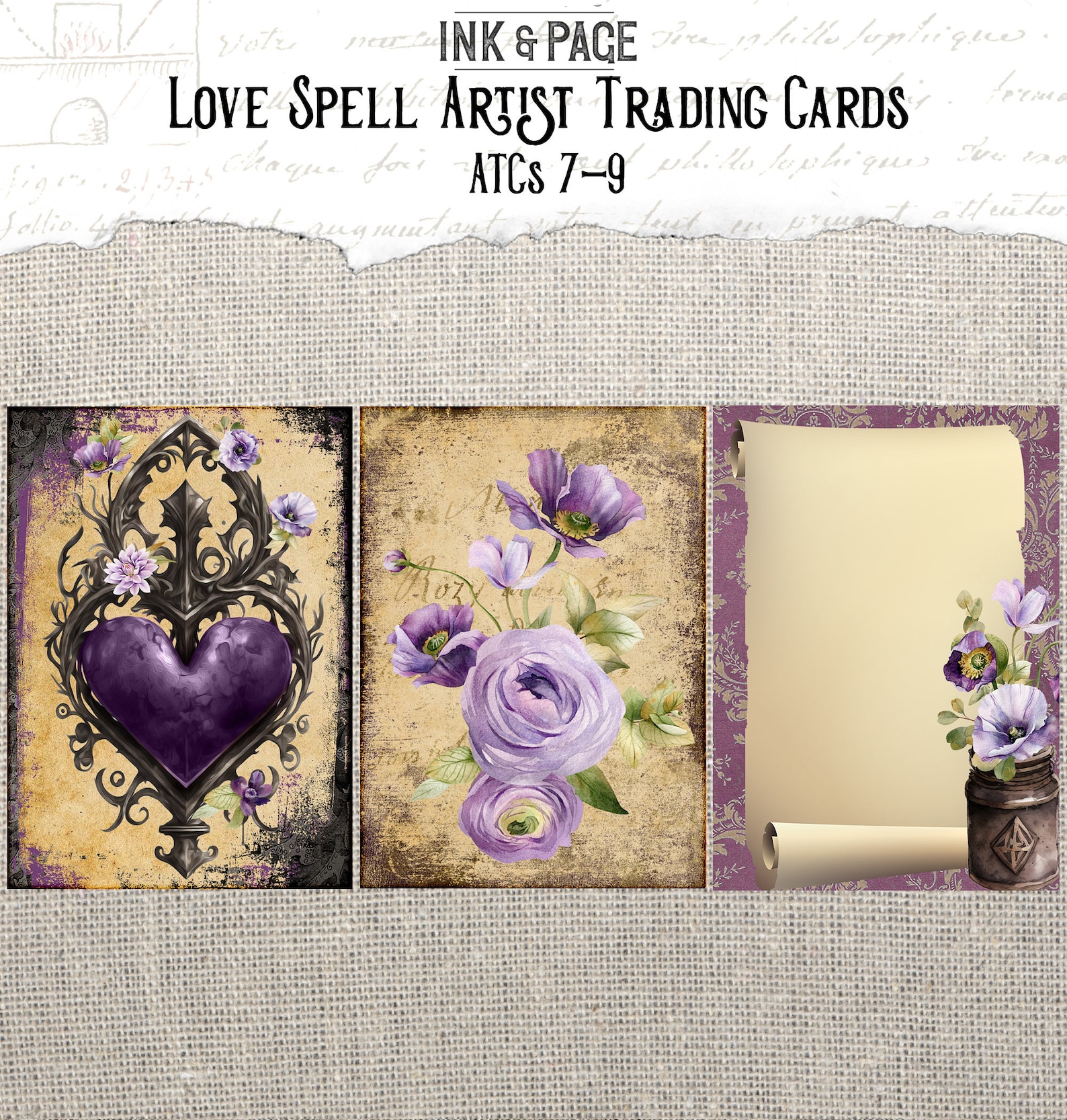 Love Spell Printable Atcs, Artist Trading Cards, Junk Journal Vintage ...