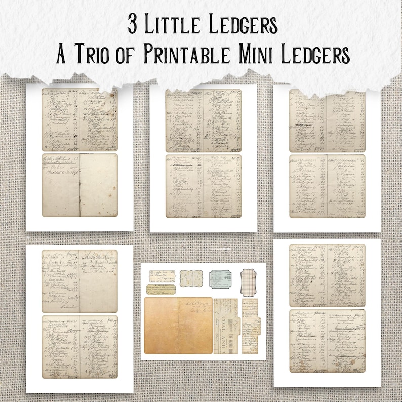 3 Little Ledgers | Printable Mini Ledger Junk Journal Kit | DIY Ledger ...