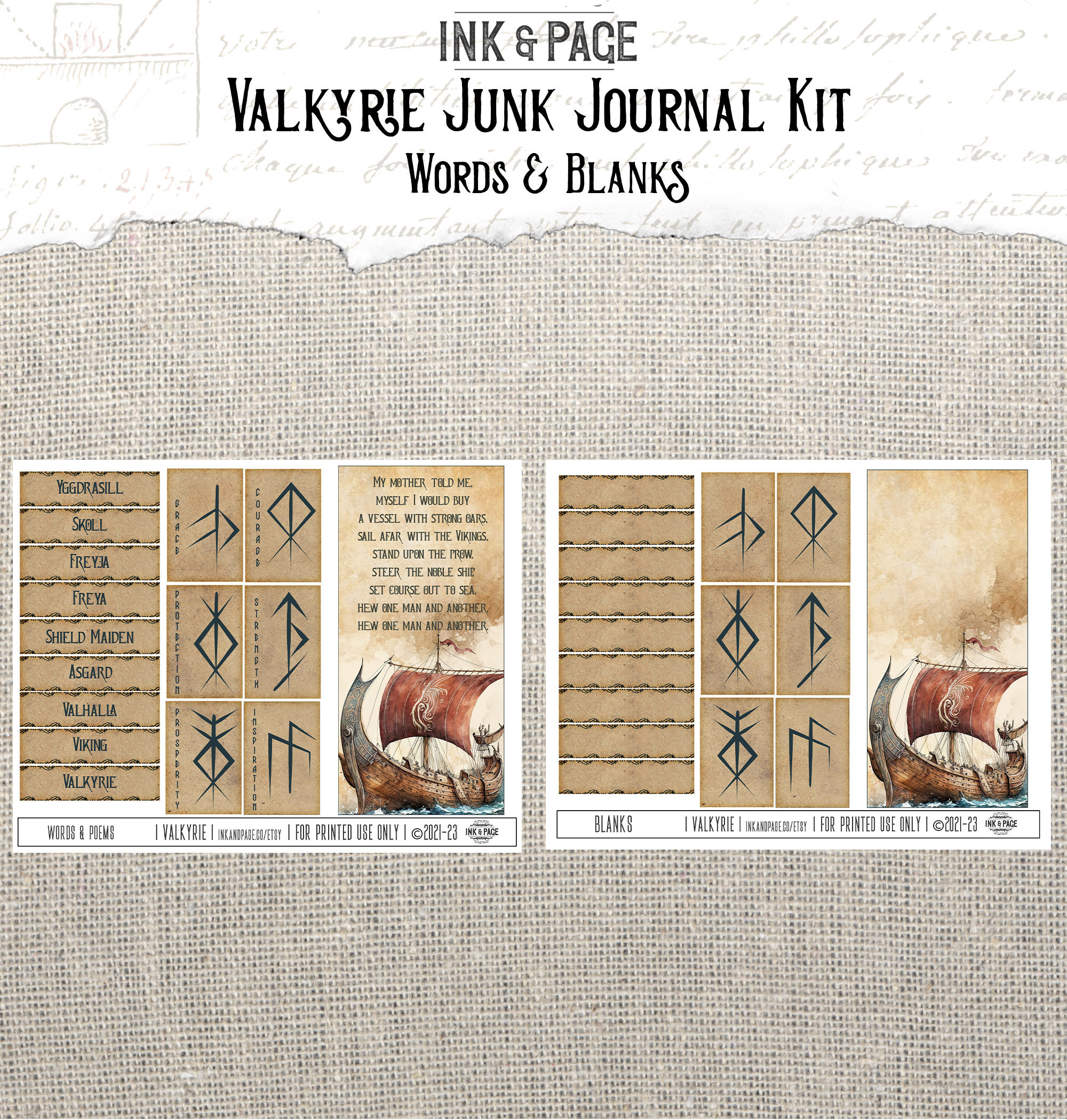 Valkyrie Junk Journal Printable Kit Vintage Viking Digital Download ...