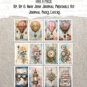 Hot Air Balloon Junk Journal Printable Kit Collage Digital Download ...